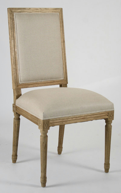 Tufted Louis Side Chair, Natural Linen - French Country - Dining Chairs ...