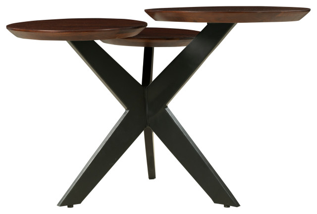 Benzara UPT-263263 Modern Coffee Table With 3 Tier Wooden Top Brown and ...