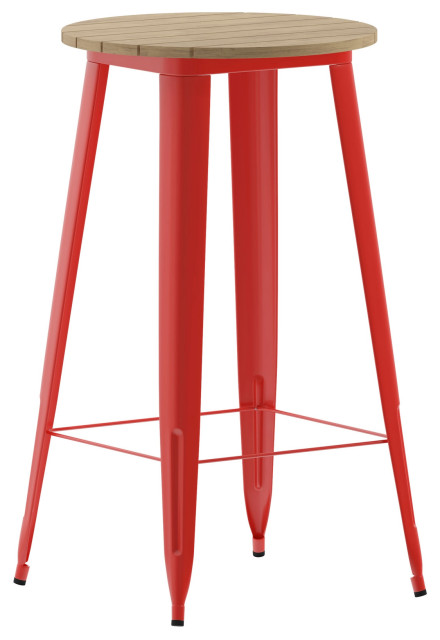 23.75" Round Brown/Red Bar Top Table - Industrial - Outdoor Pub And ...