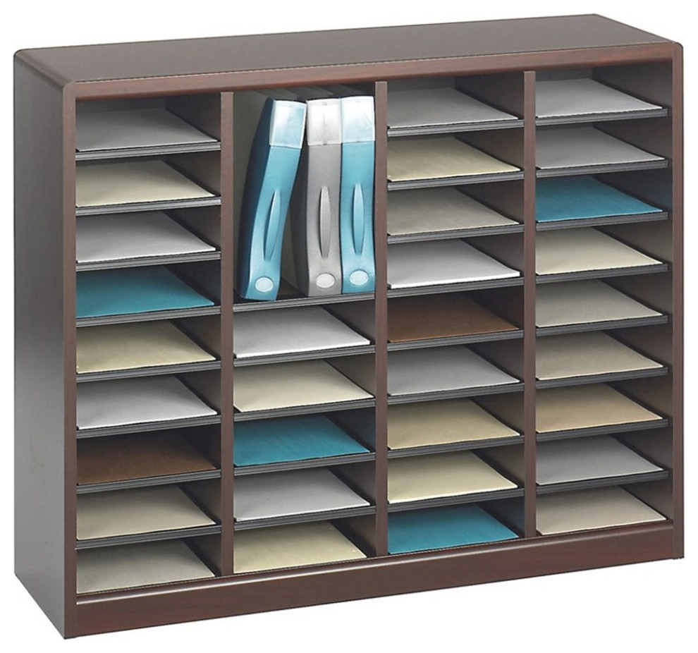 Safco E-Z Stor Mahogany Wood Mail Organizer - 36 Compartments ...