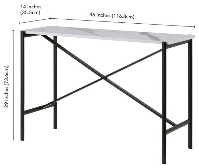 Braxton 46'' Wide Rectangular Console Table with Faux Marble Top in ...