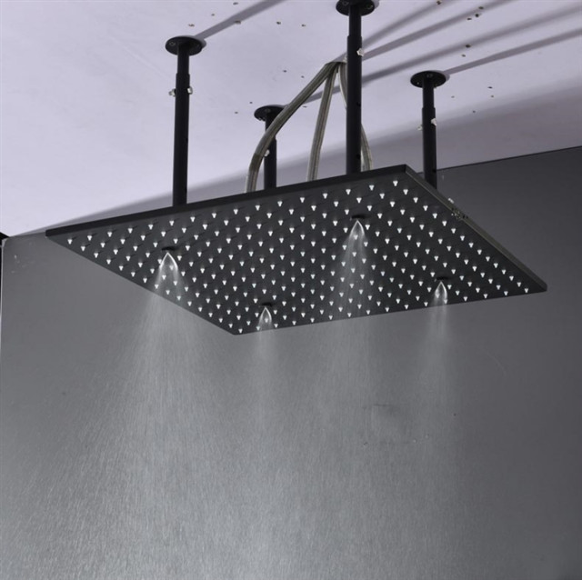 Fontana 20" LED Mist Rainfall Shower System & 3 Square Body Jets, Matte ...