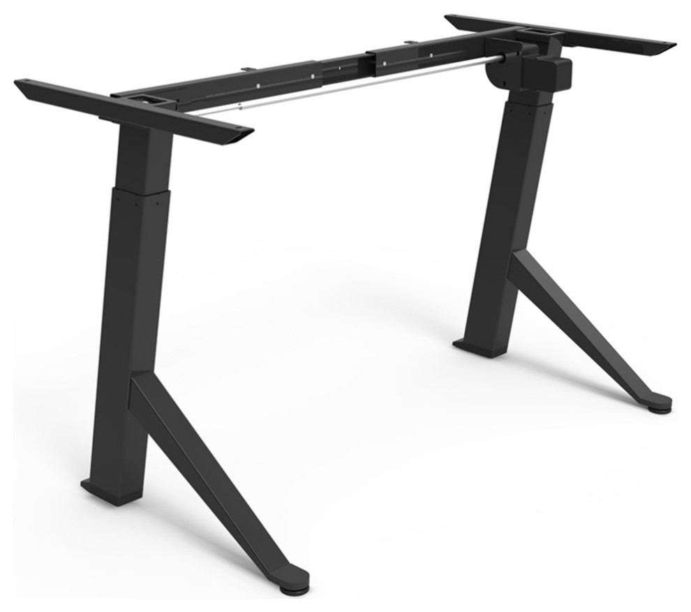 Unique Furniture Height Adjustable Metal Standing Desk Y Base in Black ...