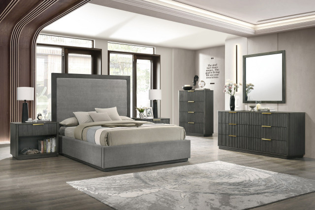 Nova Domus Santa Barbara Grey Fabric, Grey Wash Bed, Queen - Modern ...