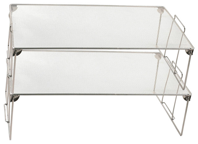 YBM Home Stackable Mesh Shelf Silver 22"x12"x6.5", 2-Pack ...