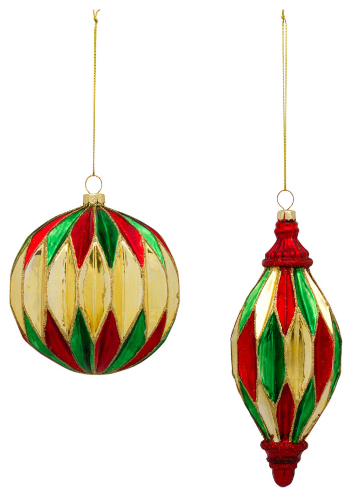 Melrose Modern Home Decorative Ornament, Set of 6 5"H, 6.5"H Glass ...