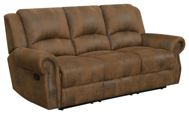 Sir Rawlinson Rolled Arm Motion Sofa With Nailhead Trim Buckskin Brown ...