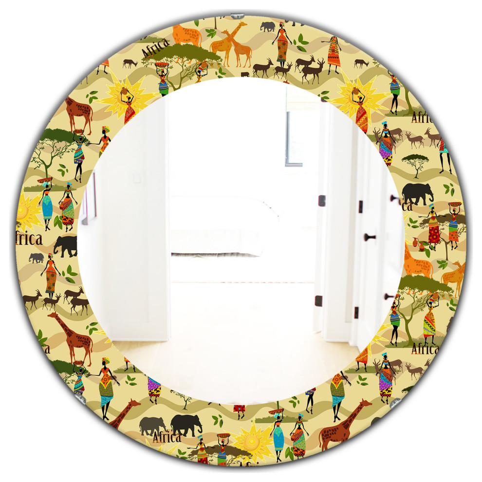 Designart Ethnic African Texture Bohemian Frameless Oval Or Round Wall ...