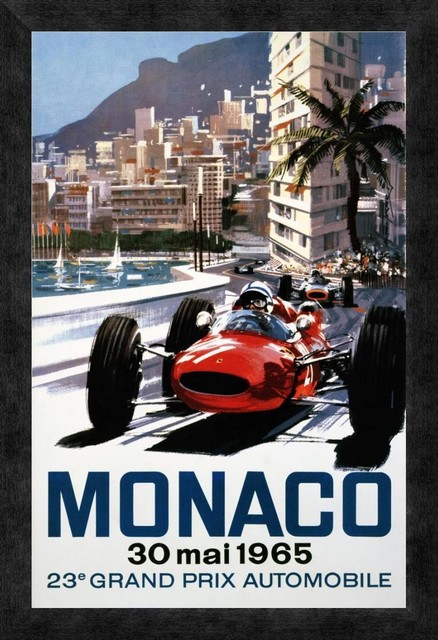 "Monaco Grand Prix 1965" Framed Canvas Giclee by Michael Turner, 17"x24 ...