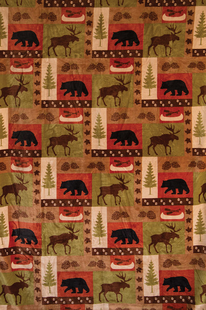 Patchwork Lodge Rustic Cabin Curtain Panels, Set of 2 - Rustic ...