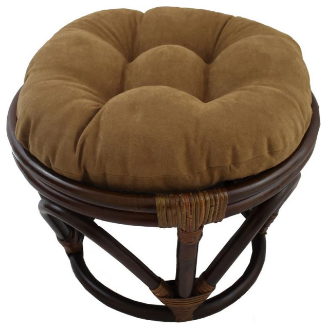 18-inch Round Solid Micro Suede Tufted Footstool Cushion - Contemporary ...
