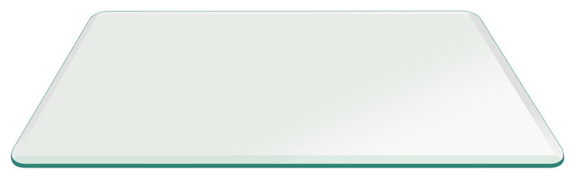 Rectangle Glass:16X52'' 1/2 Thick, Beveled Tempered Radius Corners, 18 ...