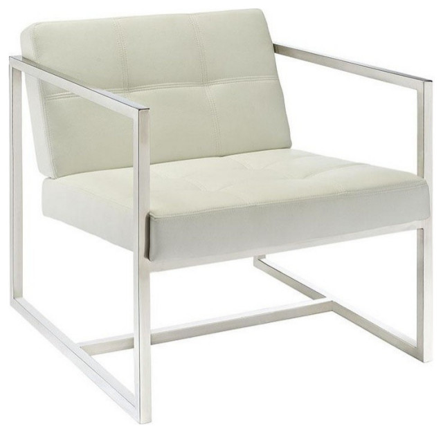 Morgan Upholstered Vinyl Lounge Chair, White - Contemporary - Armchairs ...