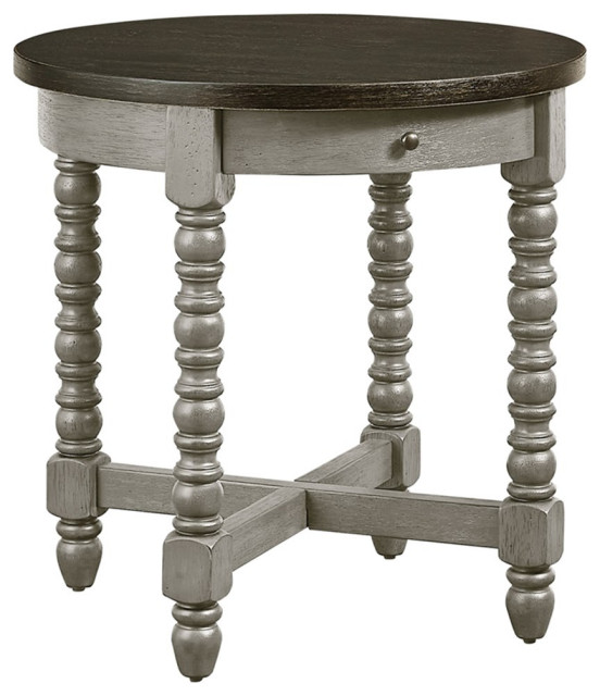 Progressive Furniture Brentfield Wood Round End Table in Graphite ...