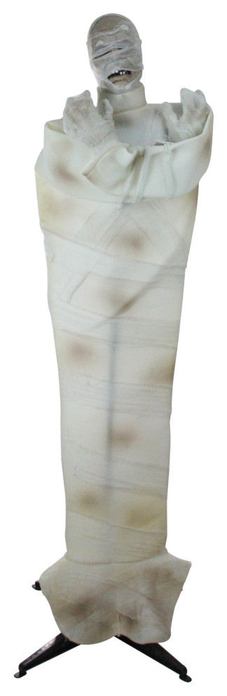 64.5" Pre-Lit White Brown Animated Mummy w/ Glowing Eyes Halloween ...