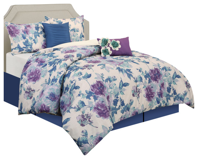 Elizabeth Floral 6-Piece Comforter Set, King - Contemporary ...