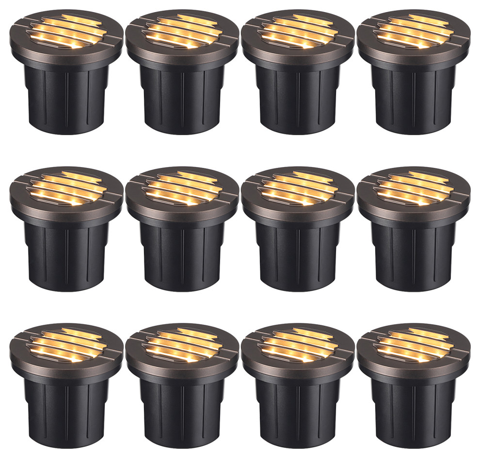 12-Pack 6W Low Voltage Hardwired Inground LED Well Light, 3000K ...