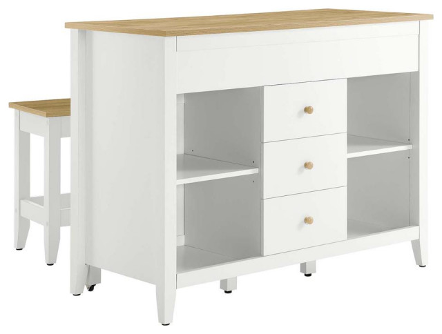 Farmstead 3-Piece Kitchen Island and Stool Set - Contemporary - Dining ...