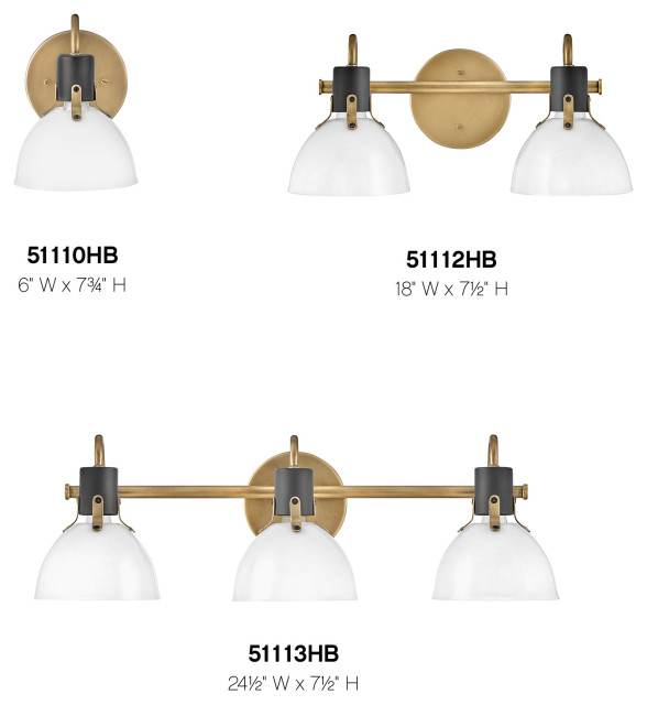 Hinkley Argo 18" Small Two Light Vanity, Heritage Brass with Black ...