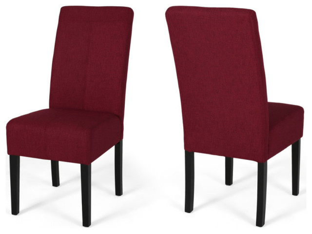 Raphael Deep Red Wooden Dining Chairs, Set of 2 - Contemporary - Dining ...