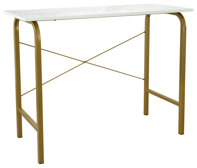 40" Home Office Computer Desk, Marble/Brass - Contemporary - Desks And ...