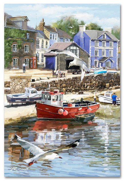 The Macneil Studio 'Coastal Town' Canvas Art, 19"x12" - Beach Style ...