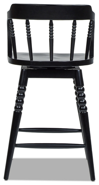 Breda 25.5" Turned Bubble Spindle Low-Back Wood Swivel Counter Stool ...