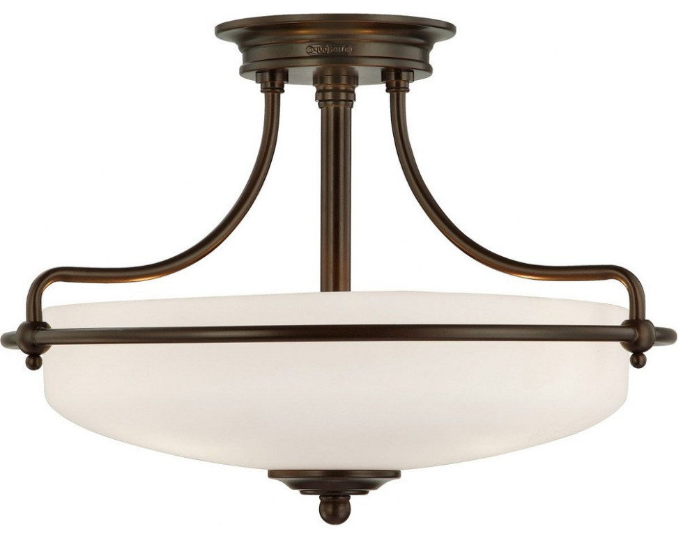3-Light Ceiling Semi Flush Mount Lighting Fixture in Palladian Bronze ...