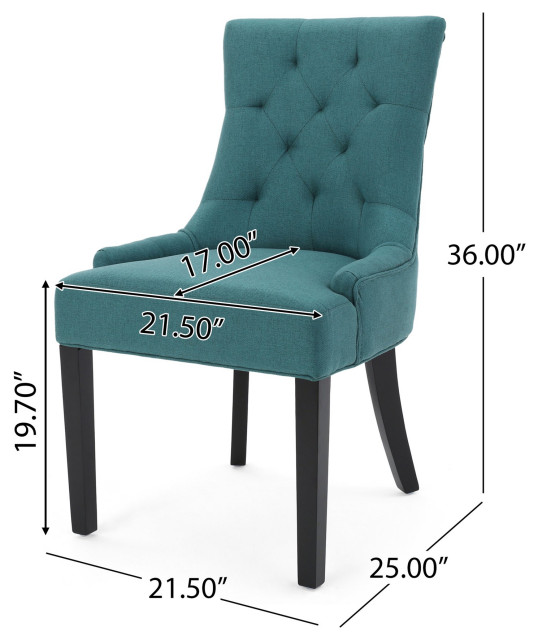 Set of 2 Dining Chair, Padded Seat & Diamond Buttonless Tufted Back ...