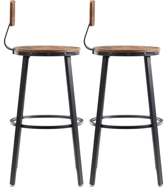 VEVOR Rustic Bar Stools Counter Height Round Bar Chairs with Backrest ...