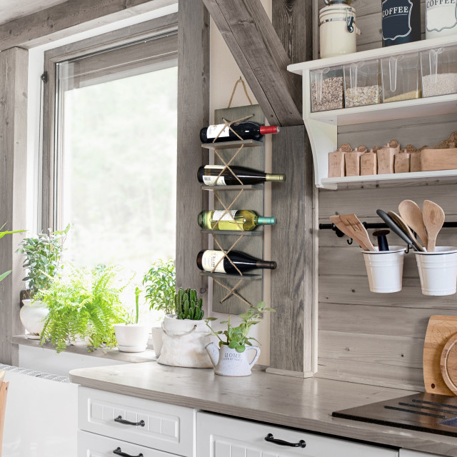 Positano Nautical Rope 4 Bottle Vertical Wall Mounted Wood Wine Rack ...