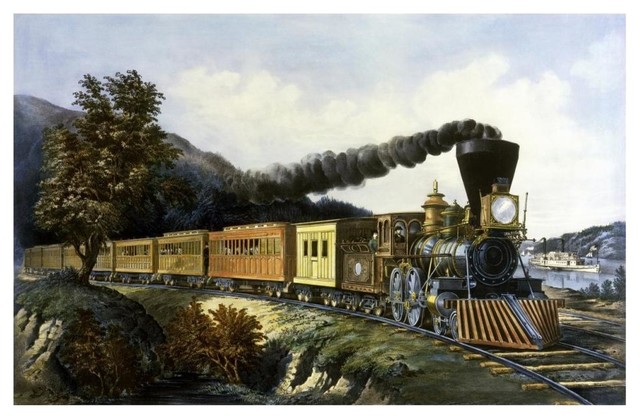 "American Express Train" Digital Paper Print by Currier and Ives, 24 ...