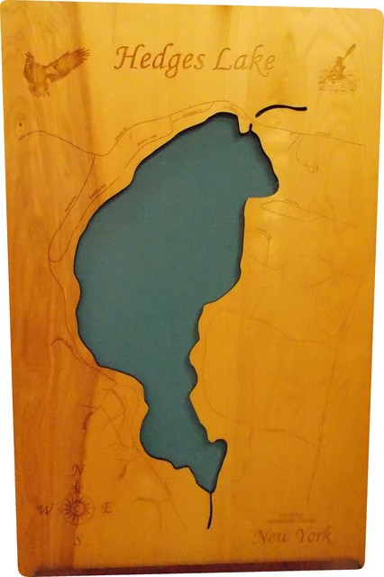 Hedges Lake, New York-Wood Lake Map, Medium - Rustic - Wall Accents ...