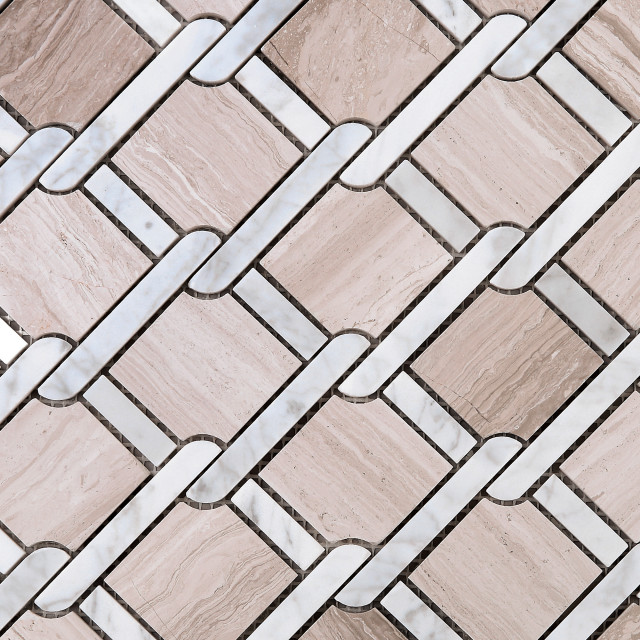 11.75"x12.5" Jonie Stone Mosaic Tile Sheet, Wooden Beige - Contemporary ...