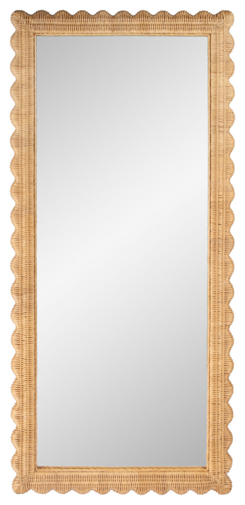 Flora Scalloped Rattan Floor Mirror - Beach Style - Floor Mirrors - by ...