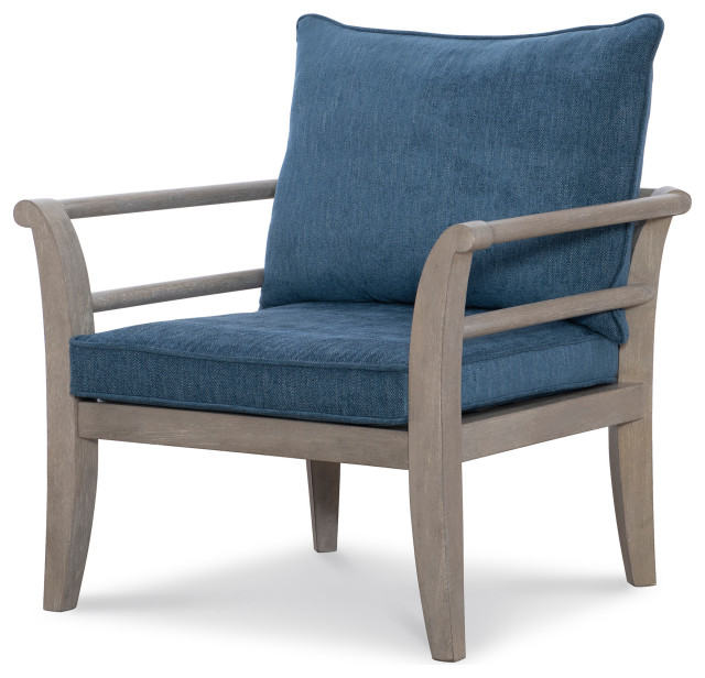 Sawyer Curved Arm Blue Chair, Blue - Transitional - Armchairs And ...