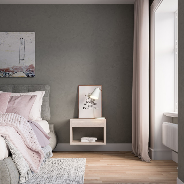 Floating Nightstand Cubic Hugo with Drawer wide, White Birch ...