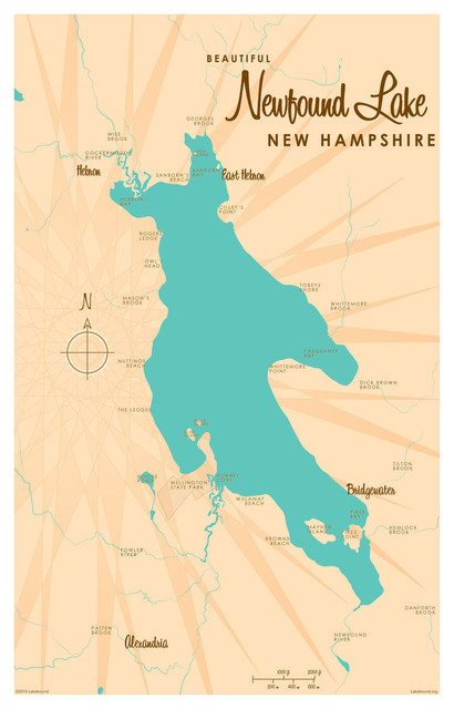 Lakebound Newfound Lake New Hampshire Map Art Print, 30"x45 ...