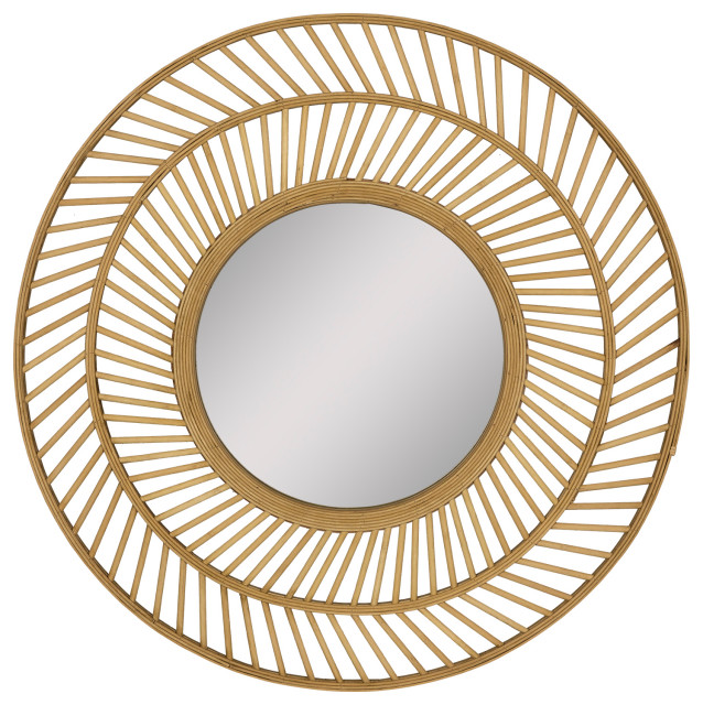 Stratton Home Decor 31.50" Kristen Rattan Wall Mirror - Tropical - Wall ...