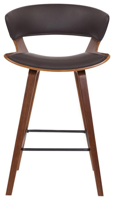 Jagger Modern 26 Wood and Faux Leather Counter Height Bar Stool in ...