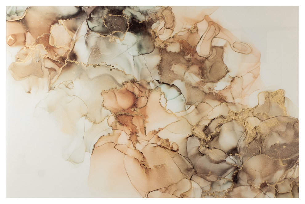 53x35 Abstract Metallic Tempered Glass Art, Multi, 53x0.16x35 ...