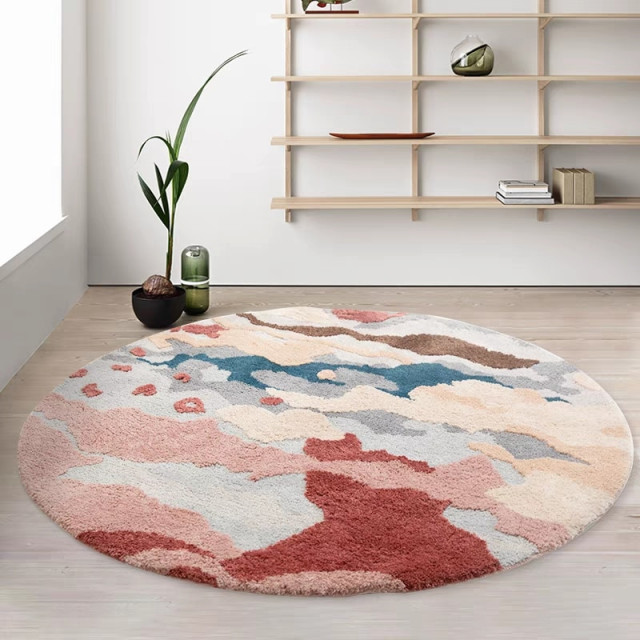 Round shaped polyester 3D pattern floor decoration area rug, 3'11 ...