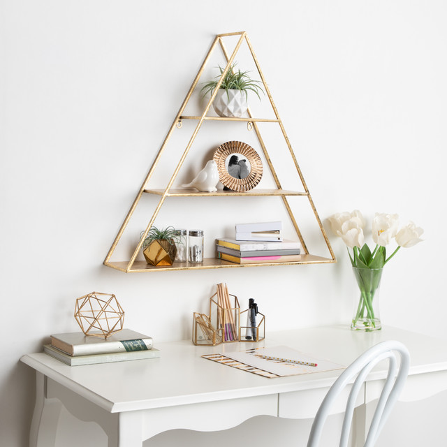 Tildan 3-Tier Triangle Floating Metal Wall Shelf, Black - Industrial ...