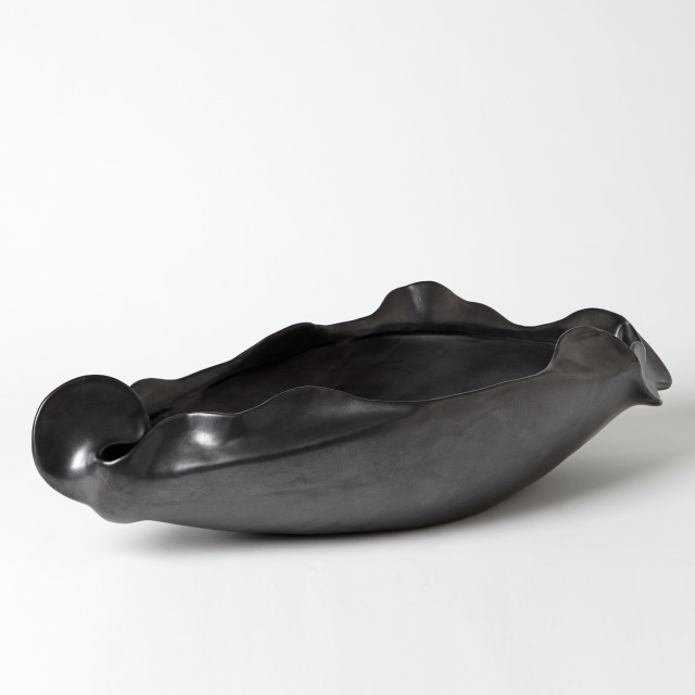 Modern Graphite Bronze Oval Centerpiece Bowl 29" Free Form Ceramic ...