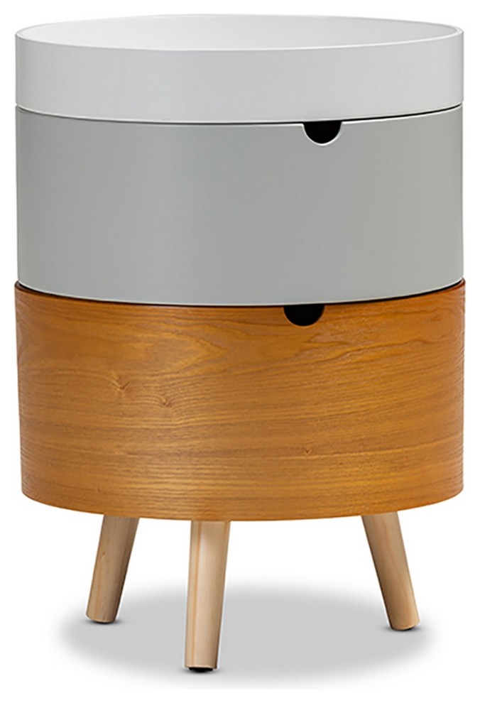Round Boxes Nightstand With Top Removable Tray - Midcentury ...