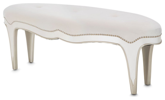 Aico Amini London Place Bed Bench in Creamy Pearl - Transitional ...