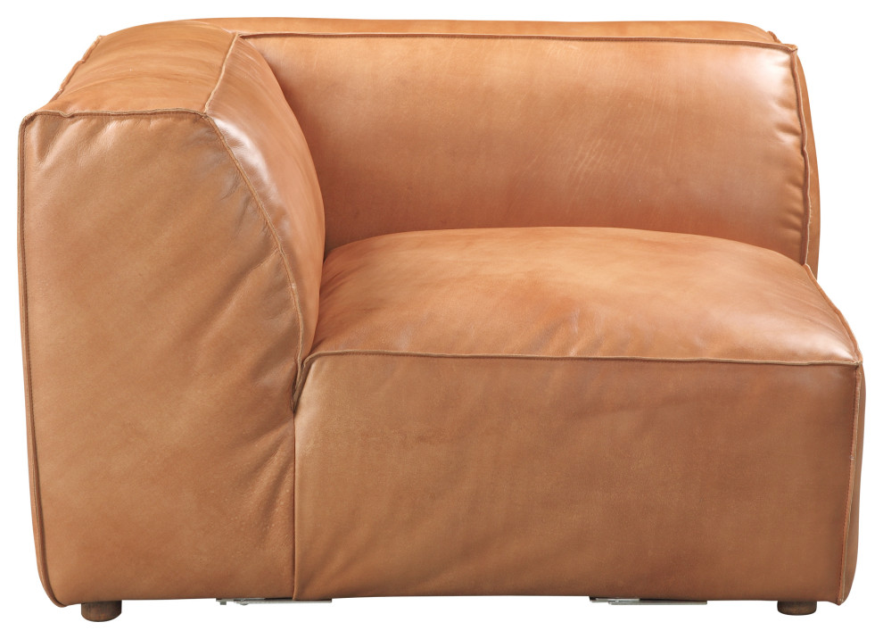 Tan Top Grain Leather Corner Chair Light Brown Modular - Scandinavian ...