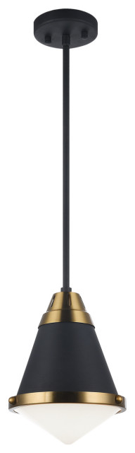 Matteo Lighting C70801MBOP One Light Pendant, Matte Black Finish ...