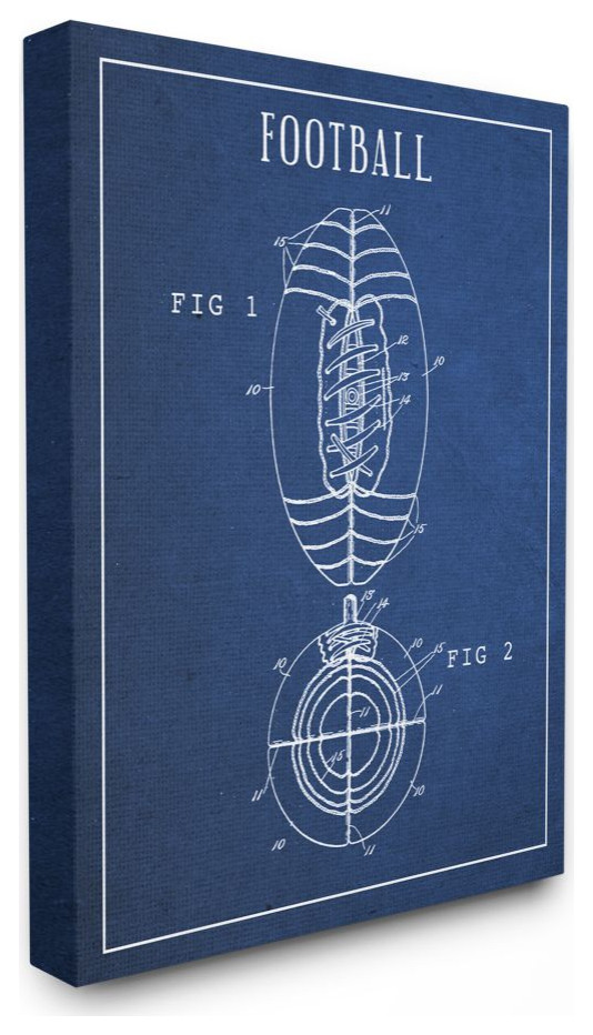 Stupell Industries Football Blueprint Vintage Sports Design, 30"x40 ...