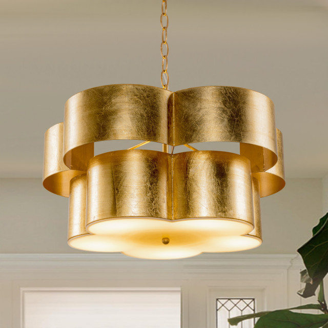 19.68-inch Flower Shape Modern Chandeliers, Gold - Beach Style ...